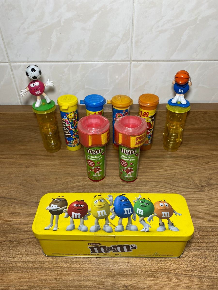 Kit Dispenser Bonecos Mms M&ms Tubinhos + Lata | Brinquedo Mms Usado ...