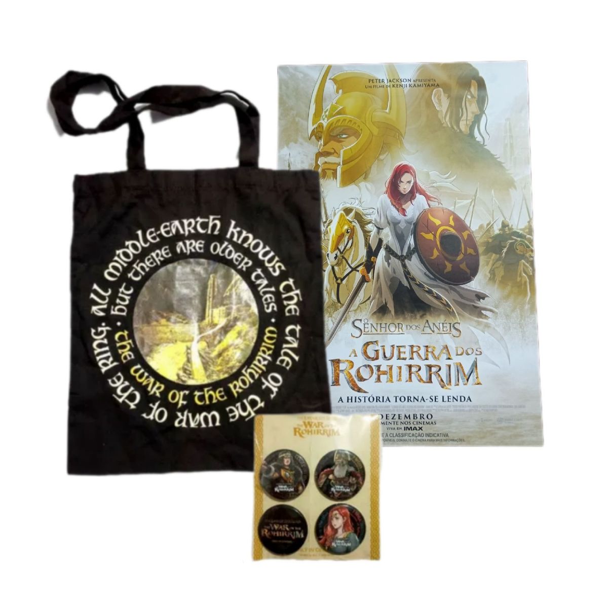 Kit Ecobag Bottons Poster Senhor Dos Anéis Rorihim Lord Of The Rings ...