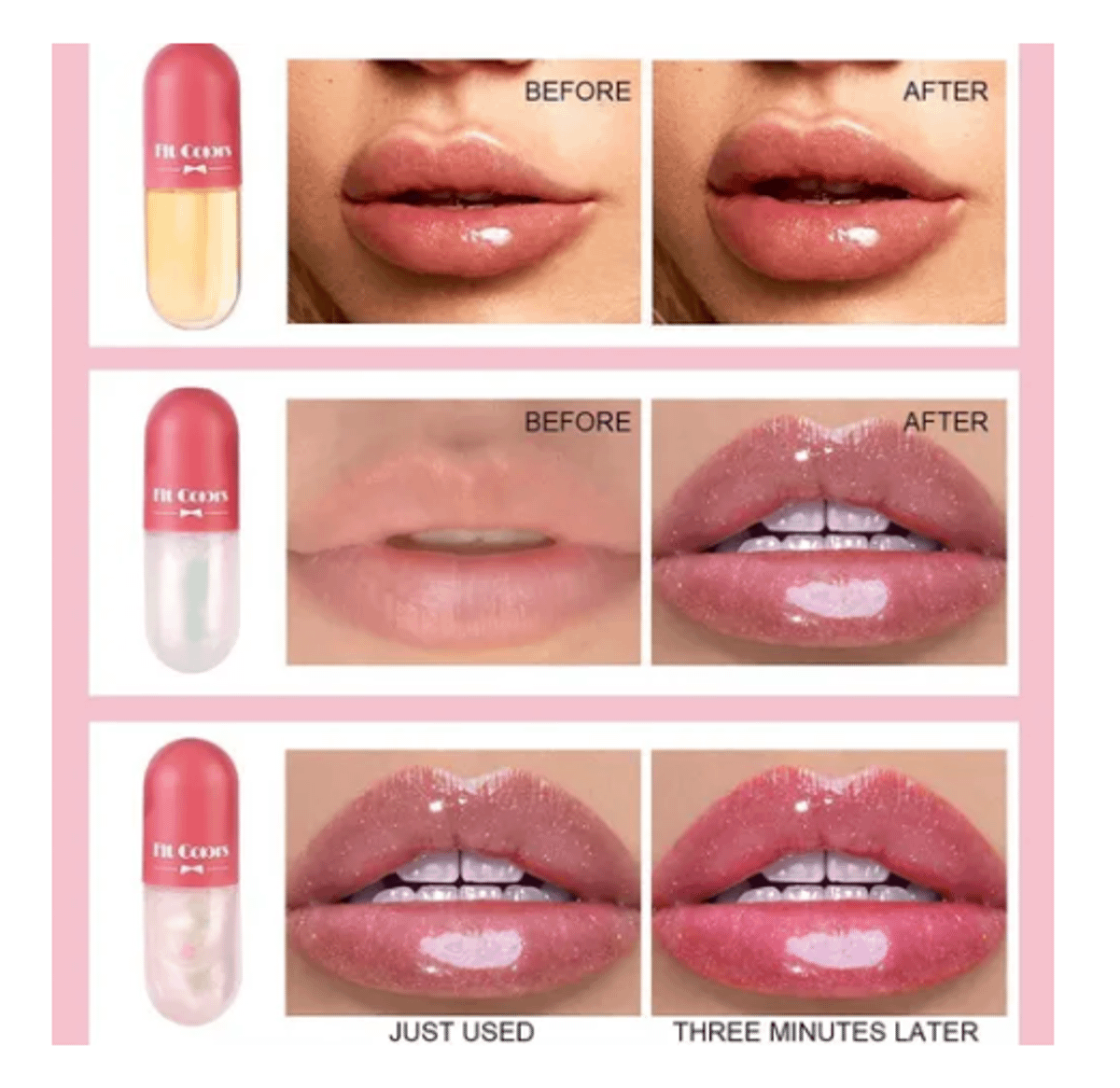 Kit Gloss Labial Aumenta Lábios - com 3 | Maquiagem Feminina Fitcolors ...