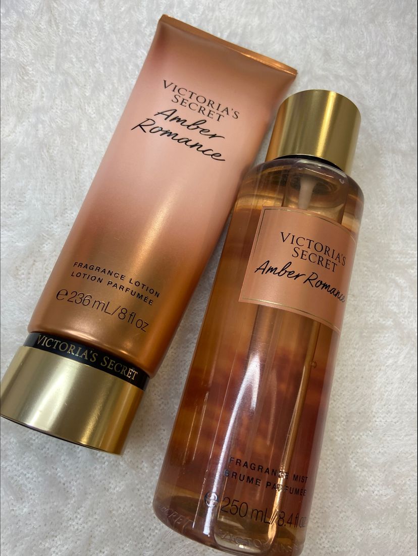 Kit Hidratante + Body Splash Victorias Secret Amber Romance 100% ...