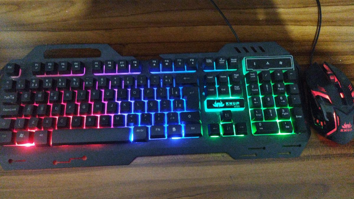 Kit Knup Kp 2054 Teclado Gamer Semi Mecânico Com Retroilumacao Mouse