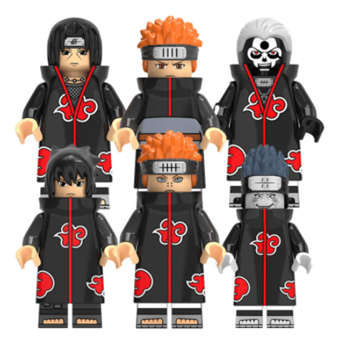 Kit 6 Bonecos Lego Naruto Action Figure Akatsuki Itachi Pain Sasuke ...
