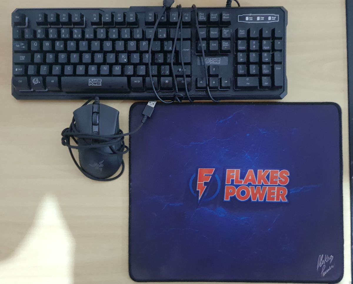 Kit Mouse Pad e Teclado Flakes Power + Mouse Razer | Produto Masculino ...