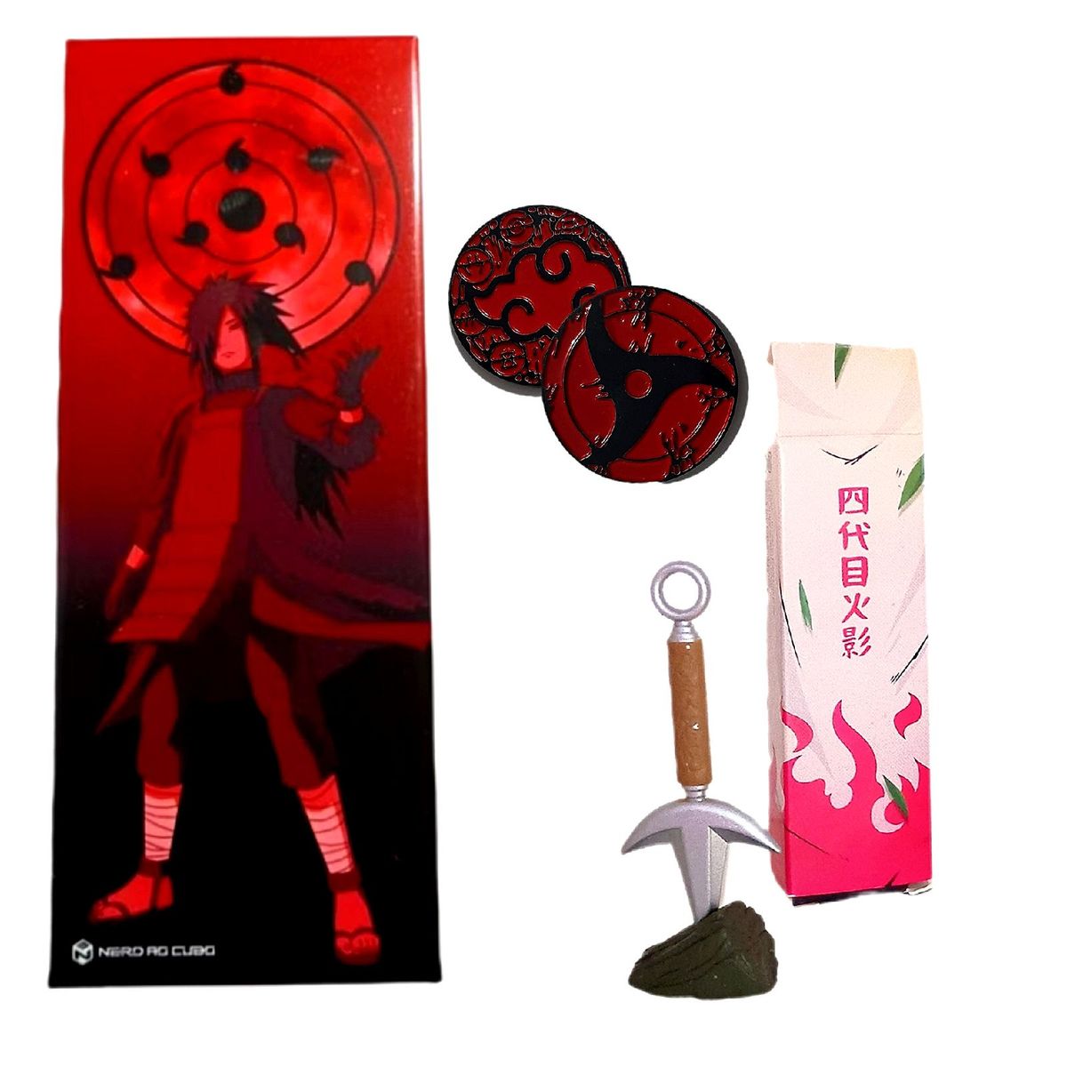 Kit Naruto Figure Kunai Moeda Quadro Nerd Ao Cubo Minato Madara ...