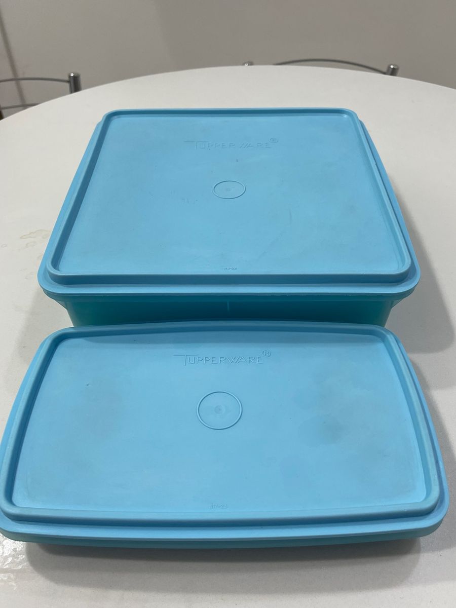Kit Tupperware Refri Azul Claro 1 Quadrado 2,5l e 1 Retangular 750ml ...