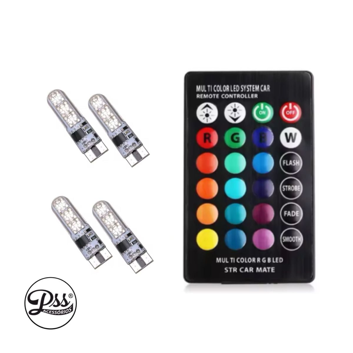 Lâmpada Led Colorful para Carro Ou Moto com Controle Remoto | Carro ...
