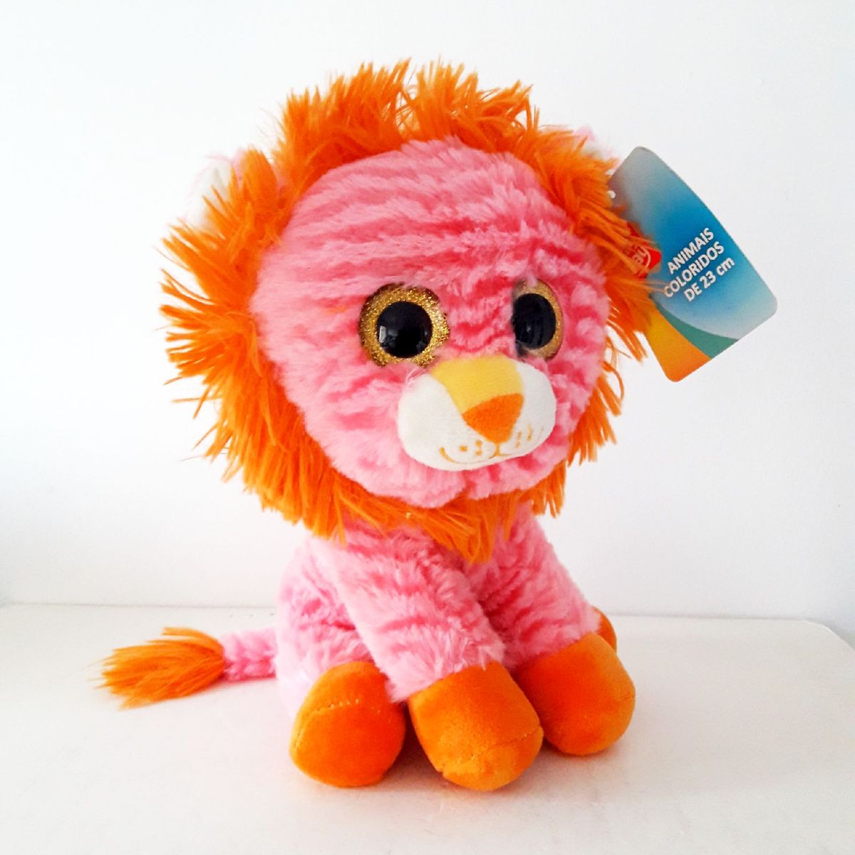Leão Grande Pelúcia Fofo Pink Kawaii Olho Glitter Ty | Pelúcia Play Toy ...