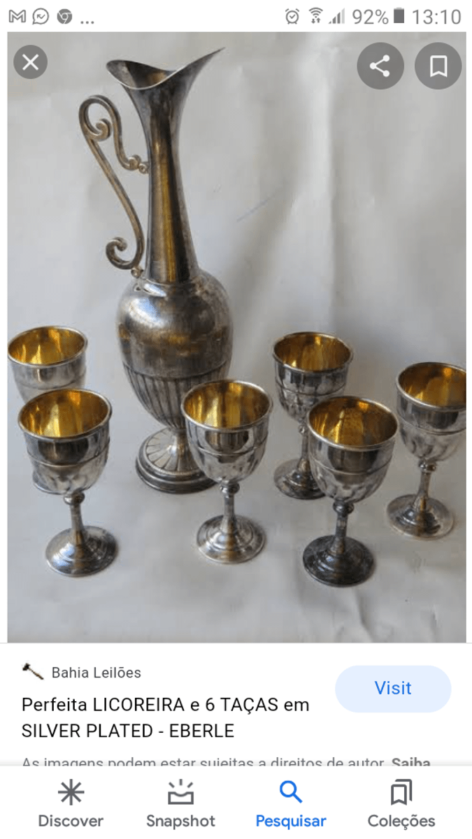 Licoceira com 6 Cálices | Item de Decoração Eberle Silver Plated Usado ...