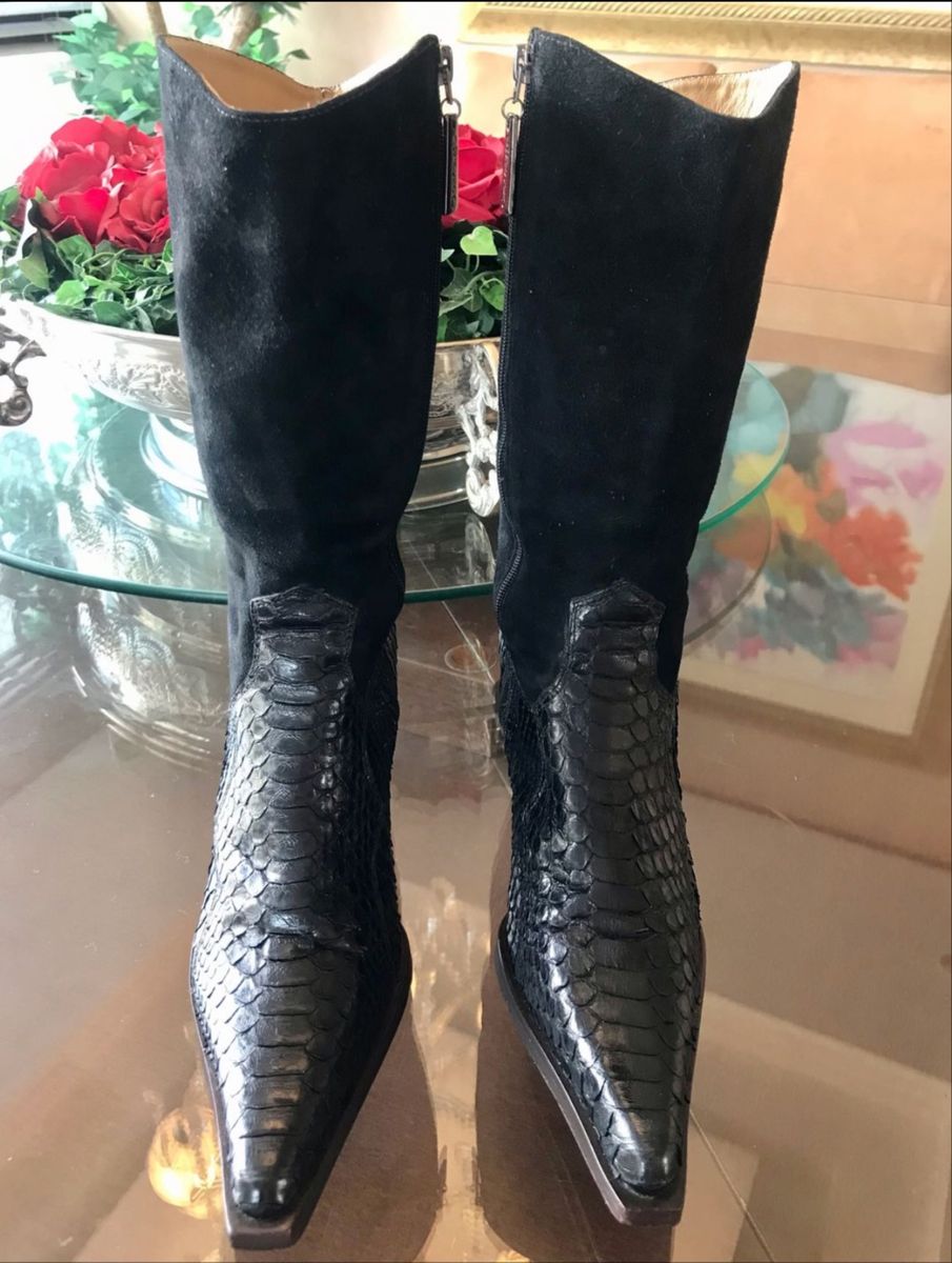 Linda e Nova Bota de Python Verdadeiro Cavage Boots | Bota Feminina ...