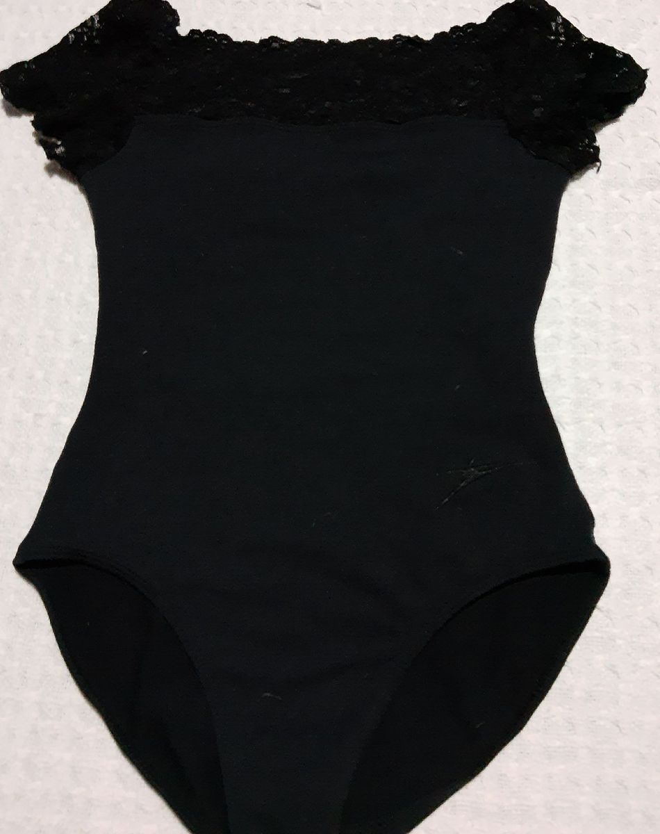 Lindo Colan Preto Combinado Nos Ombros e Colo Companhia da Dança ...