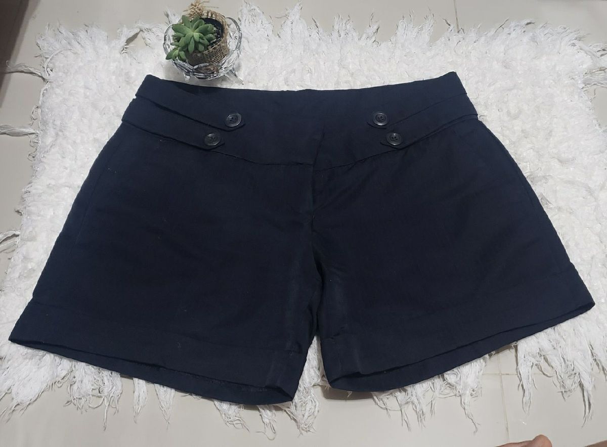 Lindo Short Bermuda Social Estilo Alfaiataria Azul Marinho Anne Kanner ...