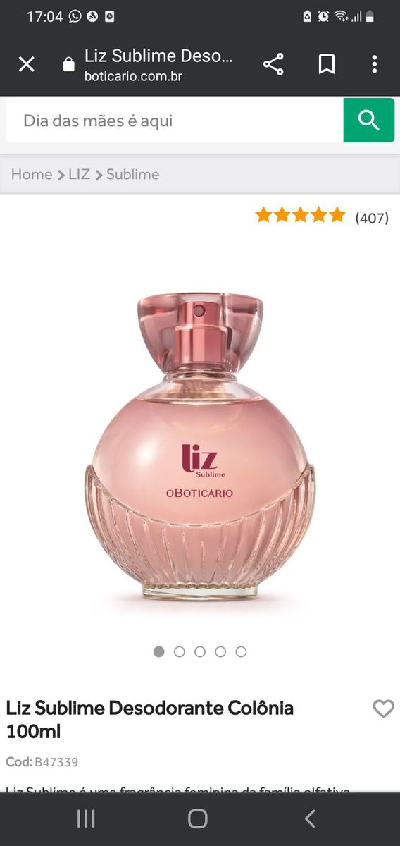 Liz Sublime Desodorante Colônia 100 Ml | Perfume Feminino O Boticario ...
