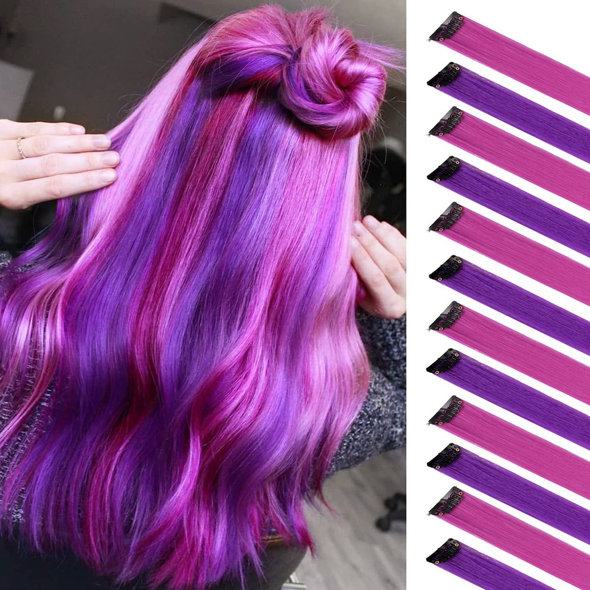 Lote 10 Mechas Pink Roxas Lisas 60 Cm Fibra Japonesa | Produto p ...