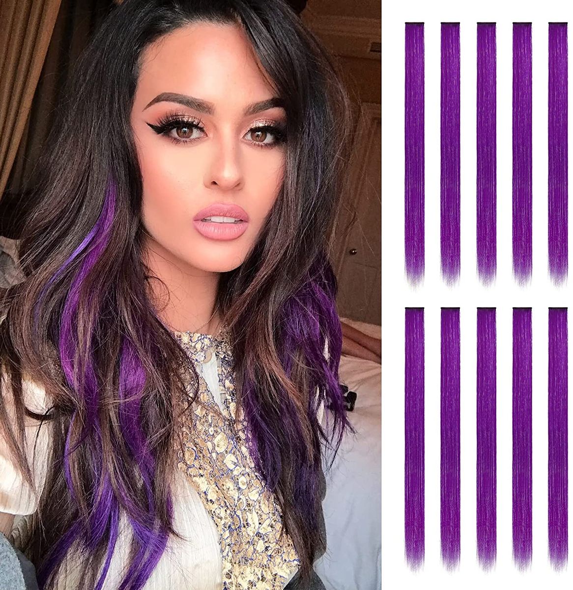 Lote 10 Mechas Roxas Lisas Tic Tacs Fibra Japonesa | Produto p/ Cabelos ...