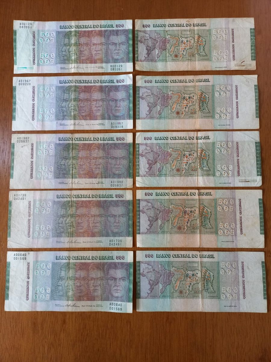 Raridade! Lote 10 Notas/cédulas 500 Cruzeiros (raças) + 2 Notas 200 ...