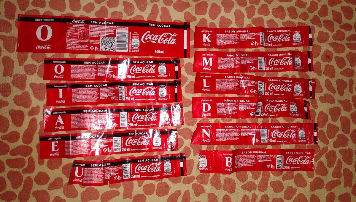 Lote 12 Rótulos Coca Cola Letras e Símbolos 250ml Ler Tudo | Cacareco ...