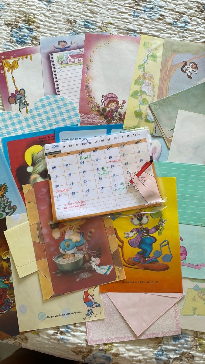 Lote 18 Papéis de Carta + Calendário Adesivo | Produto Vintage e Retro ...