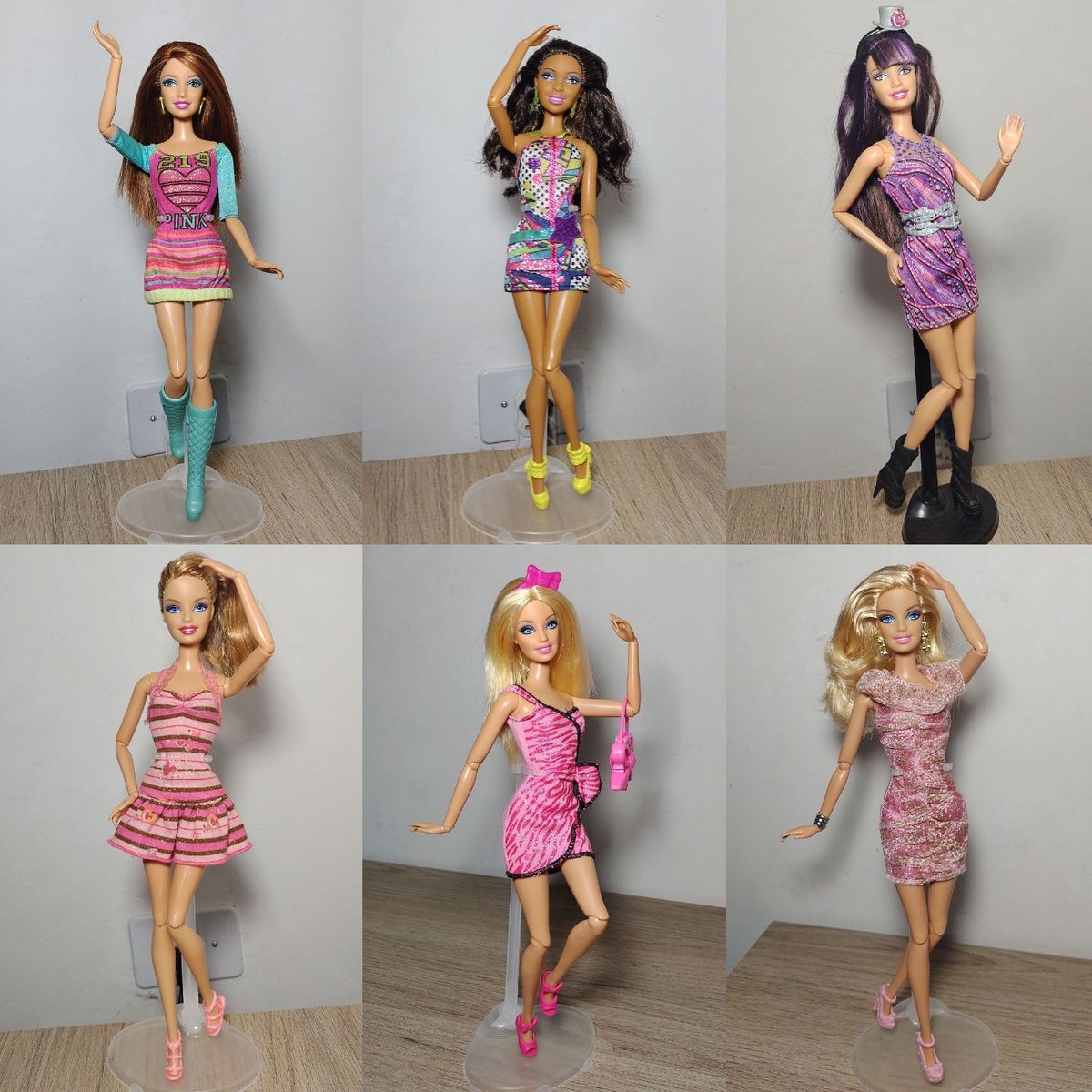 Lote 6 Bonecas Barbie Fashionistas Articuladas Mattel Originais ...