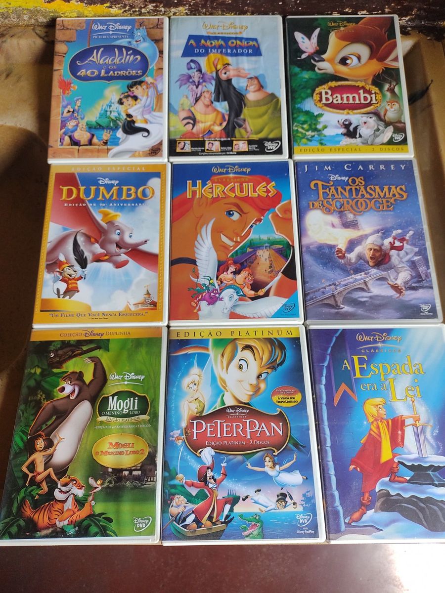 Lote Filmes Clássicos Disney 13 Dvds - Aladdin, Bambi, Hercules, Dumbo ...
