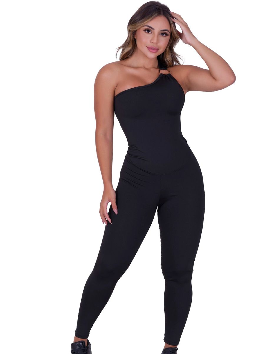 Macacão Longo Feminino com Detalhe em Argola No Ombro Suplex Fitness ...