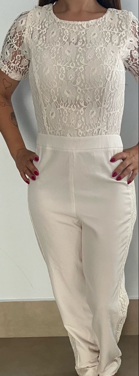 Macacão, Renda, Off White. | Macacão Feminino Cortelle Usado 82220666 ...