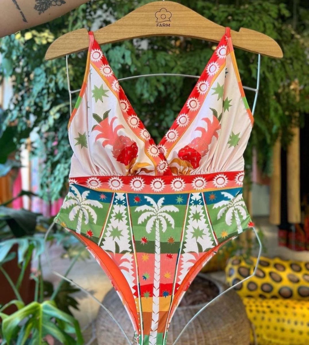 Maiô Cor de Sol Farm | Moda Praia Feminina Farm Nunca Usado 99308879 ...