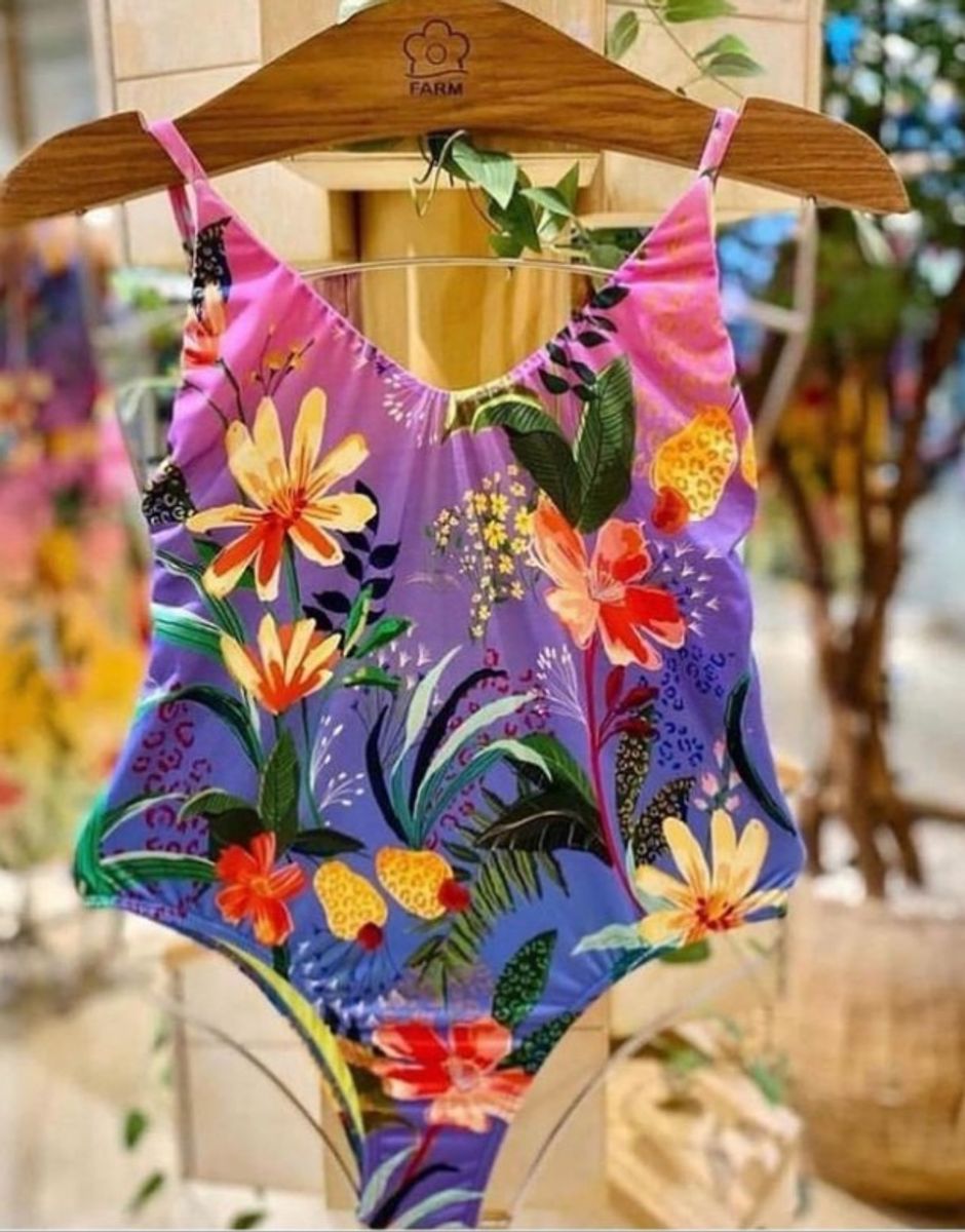 Maio Novo Farm Floral Praia Body | Moda Praia Feminina Farm Nunca Usado ...