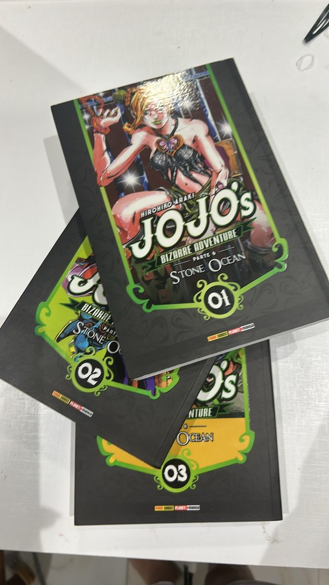 Mangás Jojos Bizarre Adventure, Parte 6- Stone Ocean, Volumes 1, 2 e 3 ...