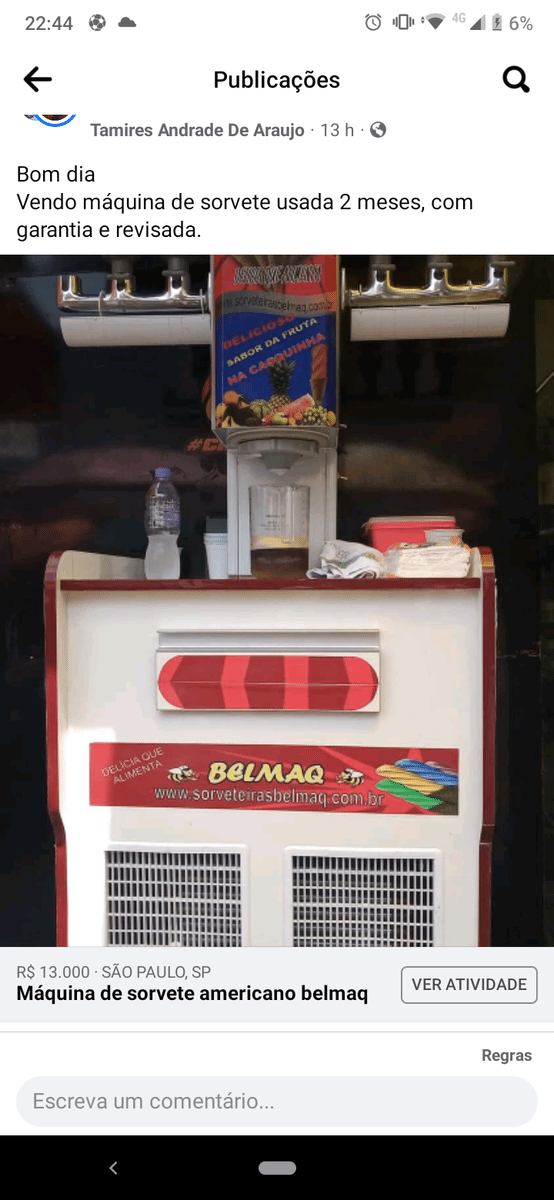 Máquina de Sorvete Americano Completa/ Fora do Estado de São Paulo Não ...