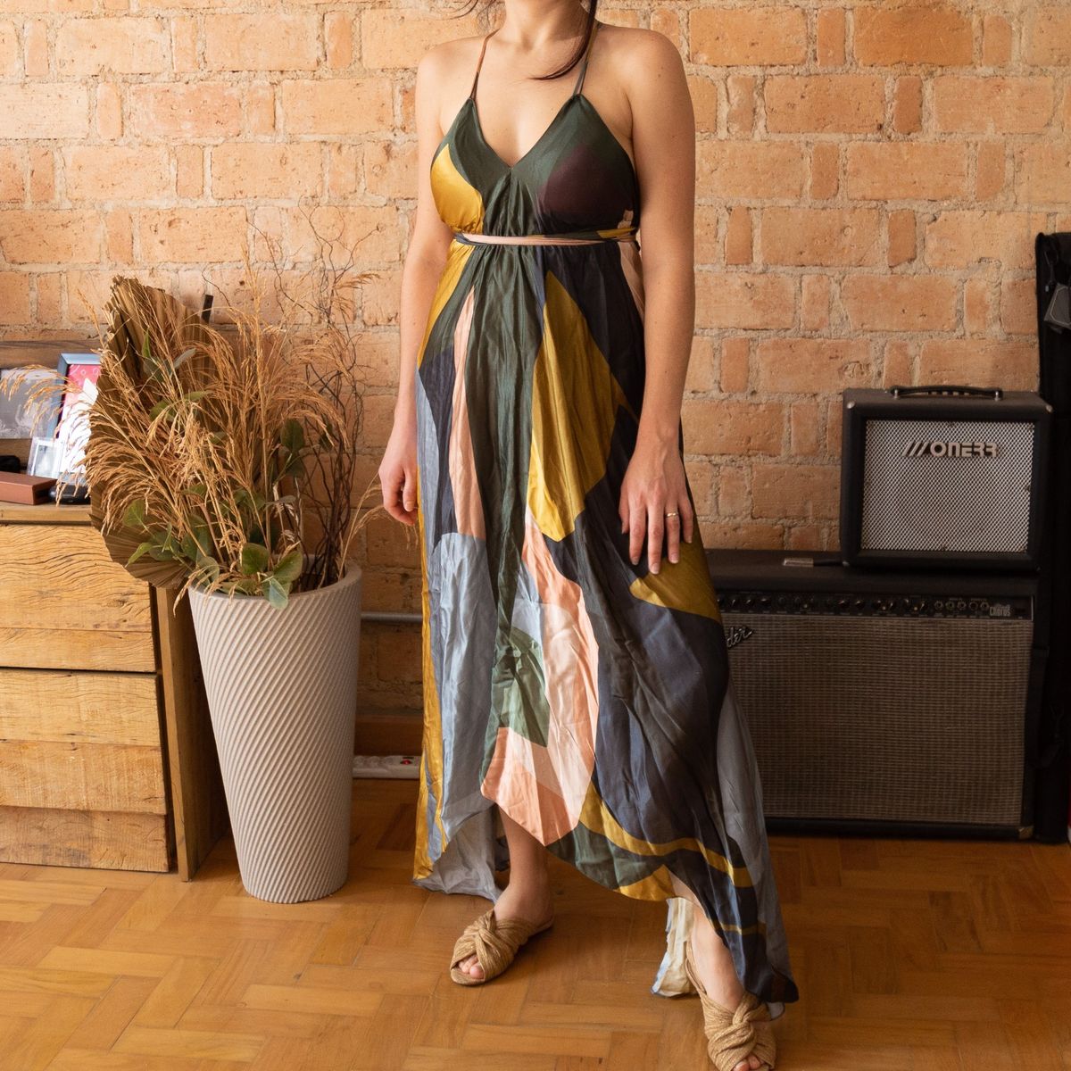 Mara Mac Vestido de Seda e Modal Estampado Alcinha Rodado | Vestido Feminino Mara Mac Usado ...