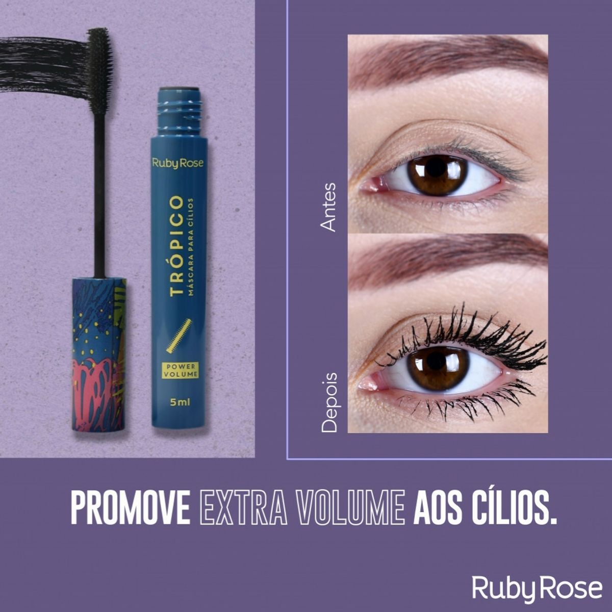 Mascara para Cilios Trópicos Extra Volume Ruby Rose | Maquiagem ...