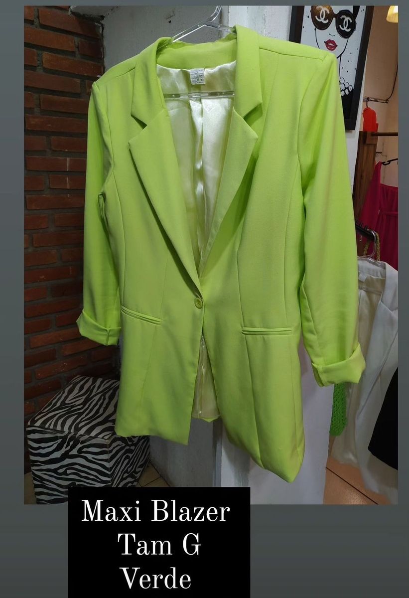 Max Blazer Alfaiataria Alongado Verde Lima Suave G | Blazer Masculino ...
