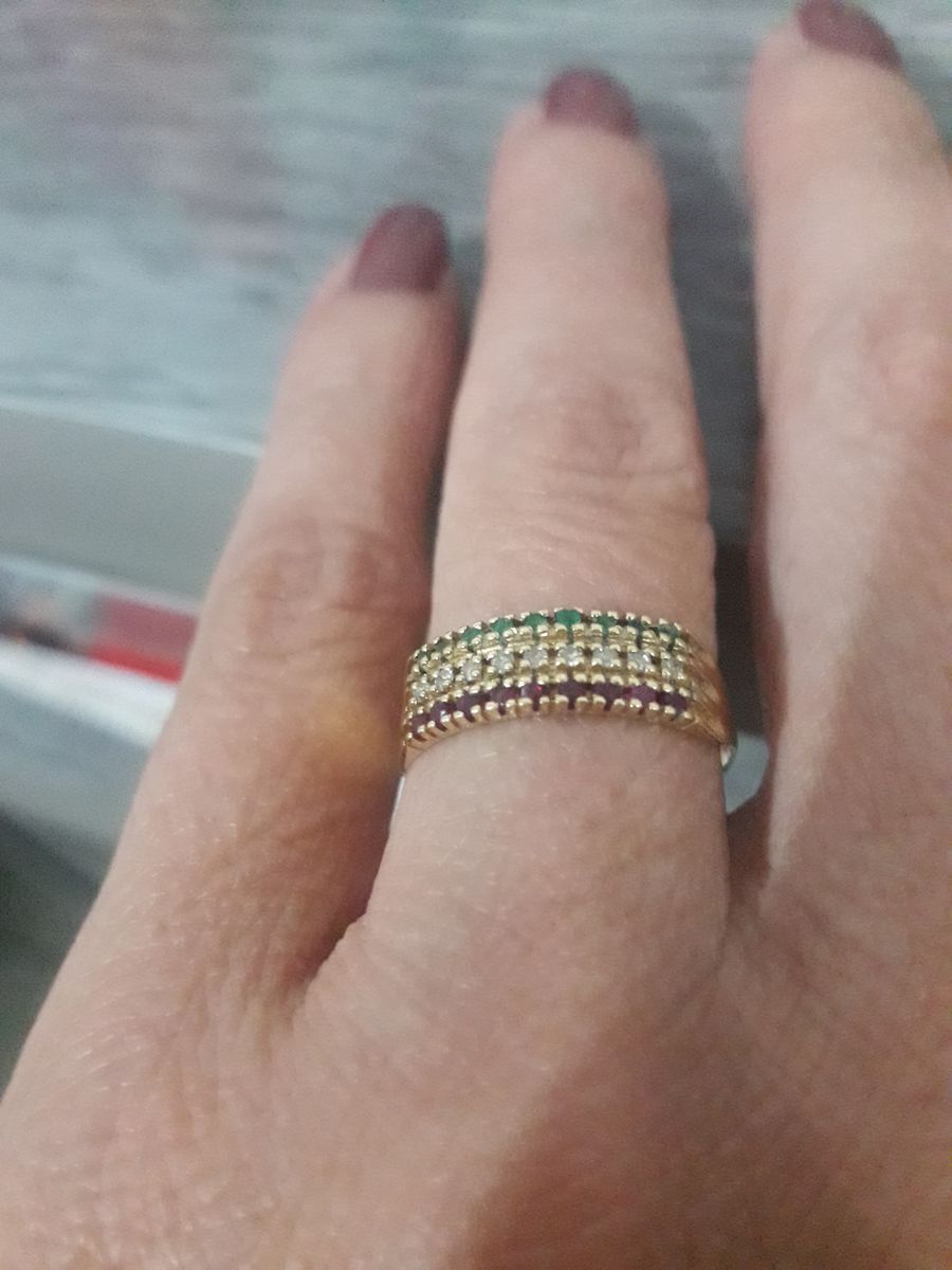 Meia Aliança Tripla de Ouro | Jóia Feminina Ouro Usado 52038599 | enjoei