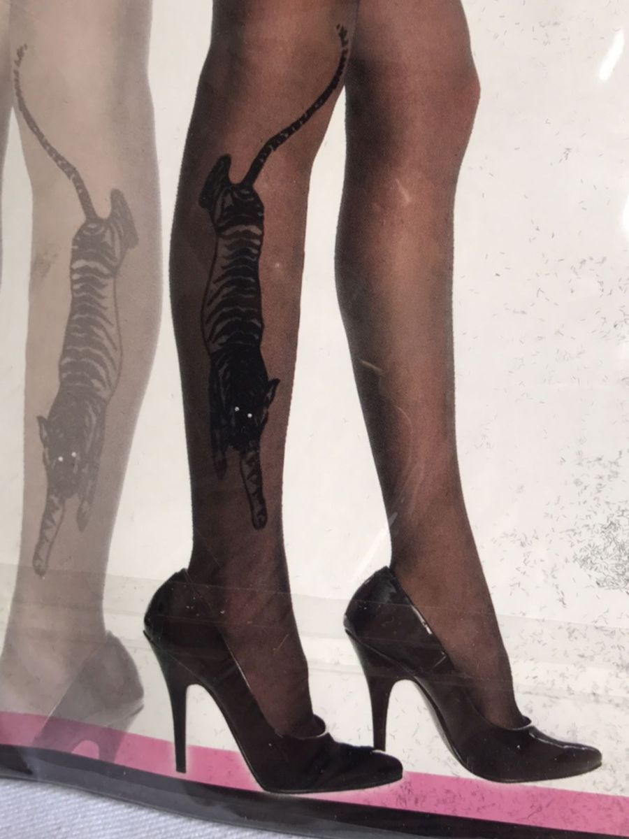 Meia Calça com Tatuagem de Tigre Tam Único | Lingerie Feminina Music ...