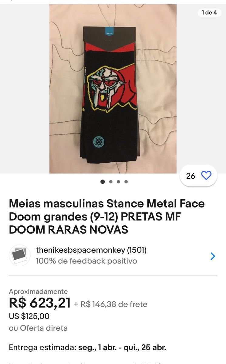 Meia Stance Lendária Mf Doom | Produto Masculino Stance Nunca Usado ...
