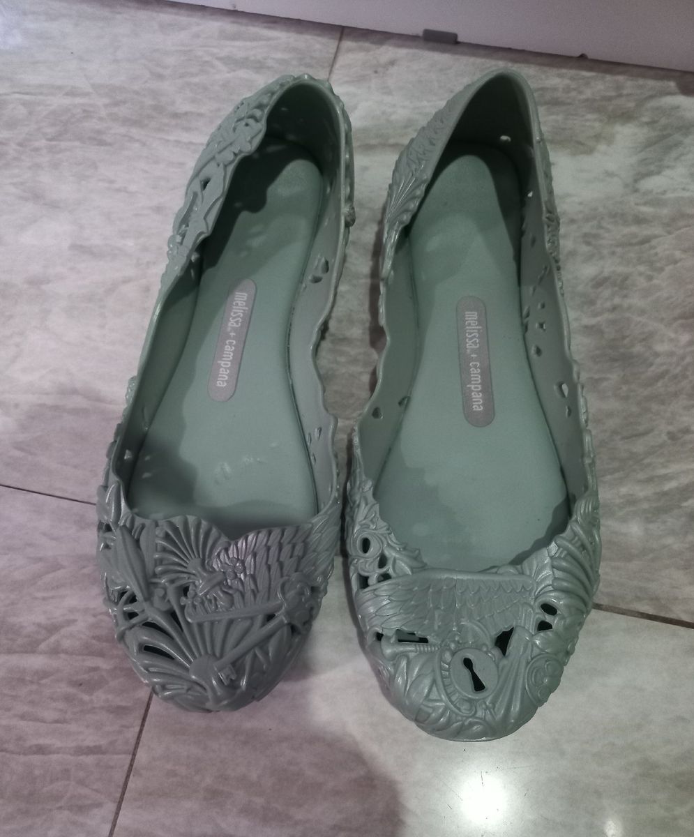 Melissa Campana Rococó 36 Verde Pastel | Rasteira Feminina Melissa ...