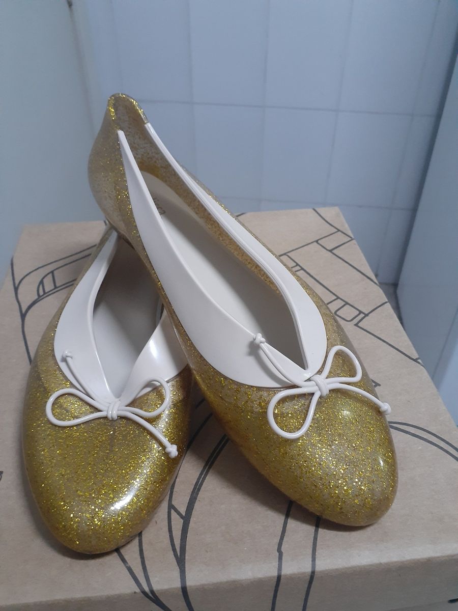 Melissa Just Dance Dourada Glitter | Sapatilha Feminina Melissa Nunca ...