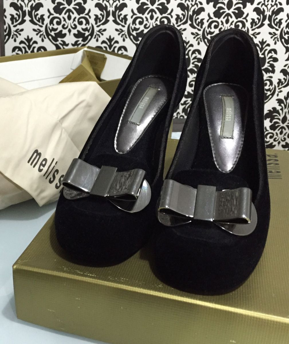 Melissa Loop Flocada Preta | Sapato Feminino Melissa Usado 15089703 ...