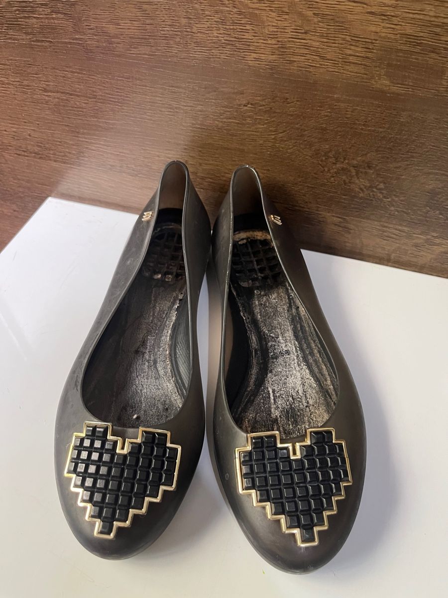 Melissa Preta de Coração | Sapato Feminino Melissa Usado 84565194 | enjoei