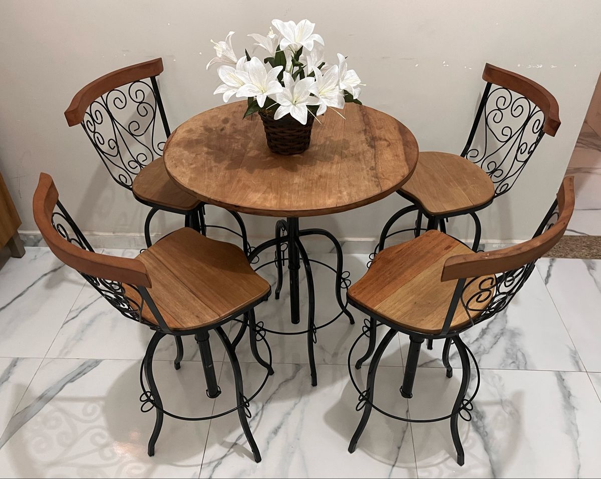 Mesa Bistrô Arabesca com Altura Regulável 80cm a 1m 70 Cm de Diâmetro ...