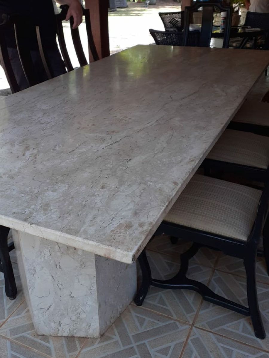 Mesa de 8 Lugares em Mármore com 8 Cadeiras | Mesa Interdomus Lafer ...