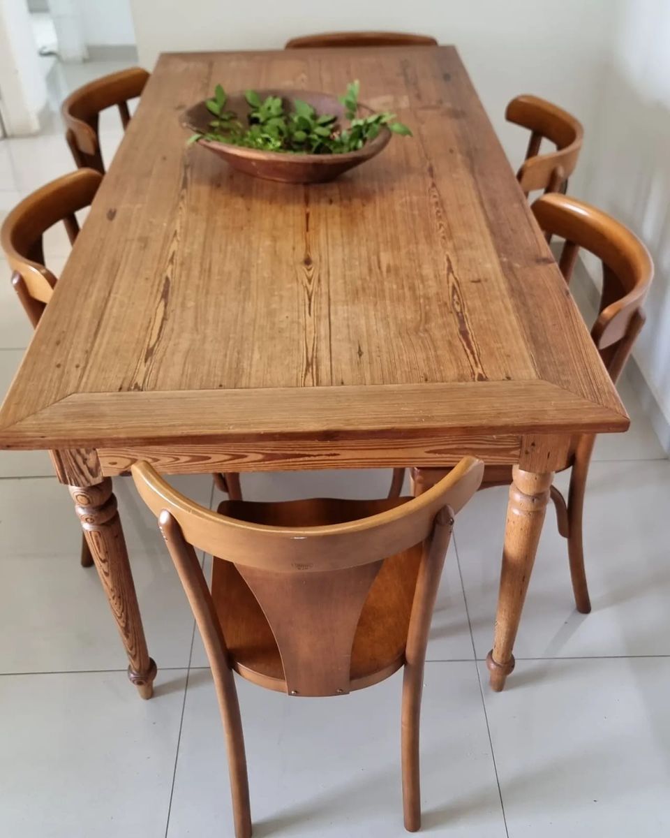 Mesa em Pinho de Riga + Cadeiras | Mesa Artesanal Com Cadeiras Thonart ...