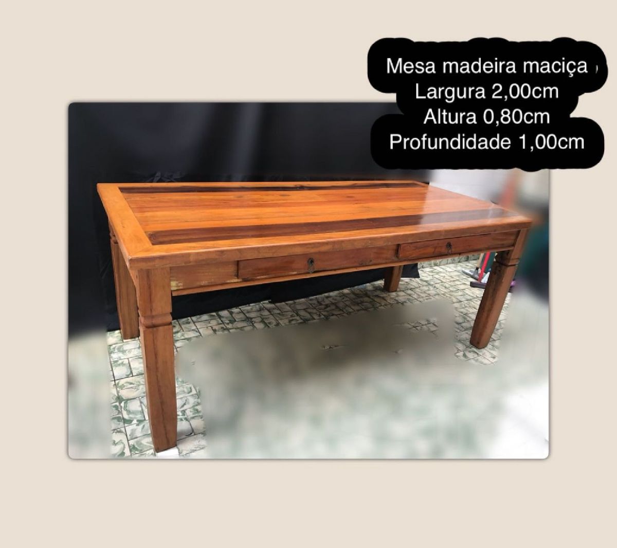 Mesa Grande Madeira Maciça Belíssima | Mesa Design Madeira Usado ...