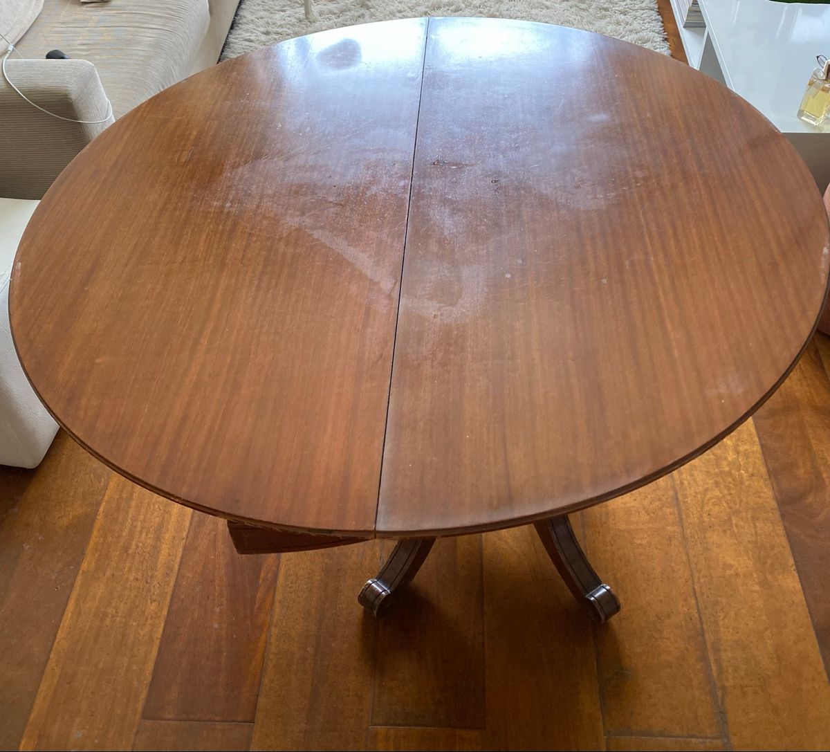 Mesa Redonda Dobrável Meia Lua Madeira | Mesa Usado 100447987 | enjoei