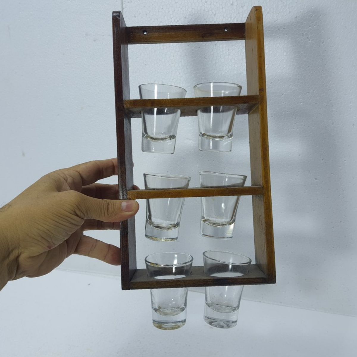 Mini Estante Antiga Parede Porta Copo Vidro Dose 29x15,5x6cm | Item de ...