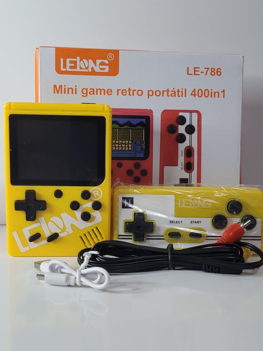 Mini Game Retrô 400 em 1 + Controle Extra - Cor: Amarelo | Console de Videogame Lelong Nunca ...