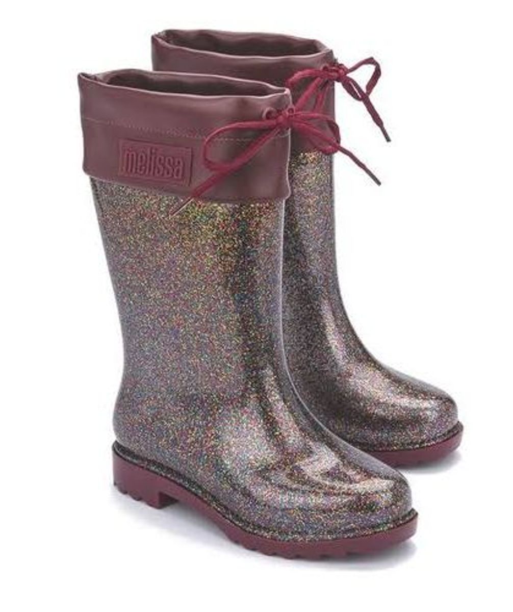 Mini Melissa Rain Boot Glitter Galocha Bota Calçado Infantil Para Meninas Melissa Nunca Usado