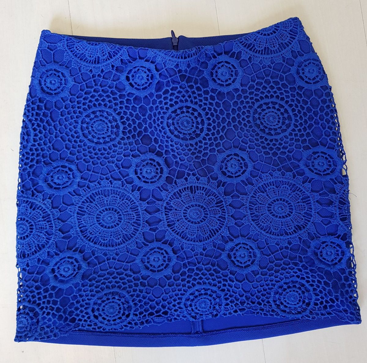 Mini Saia Azul com Detalhes Bordados | Saia Feminina Nunca Usado ...