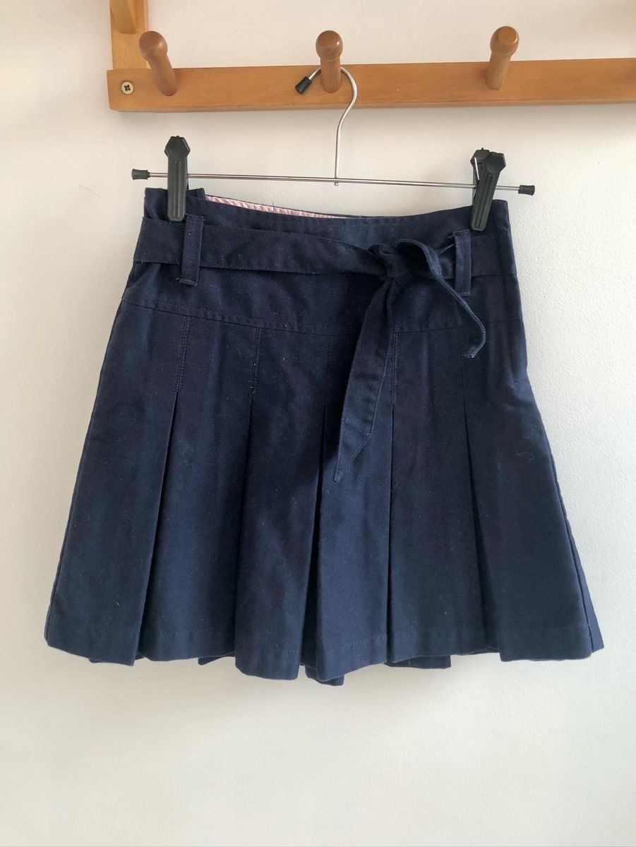 Mini Saia Azul Marinho em Sarja com Pregas | Roupa Infantil para Menina ...