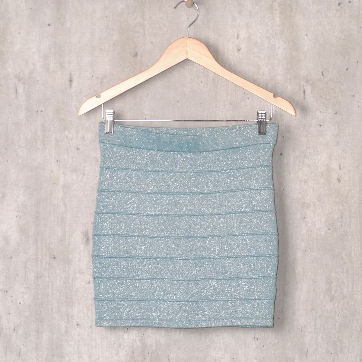 Mini Saia Azul Metalizada | Saia Feminina Insp Usado 30025978 | enjoei